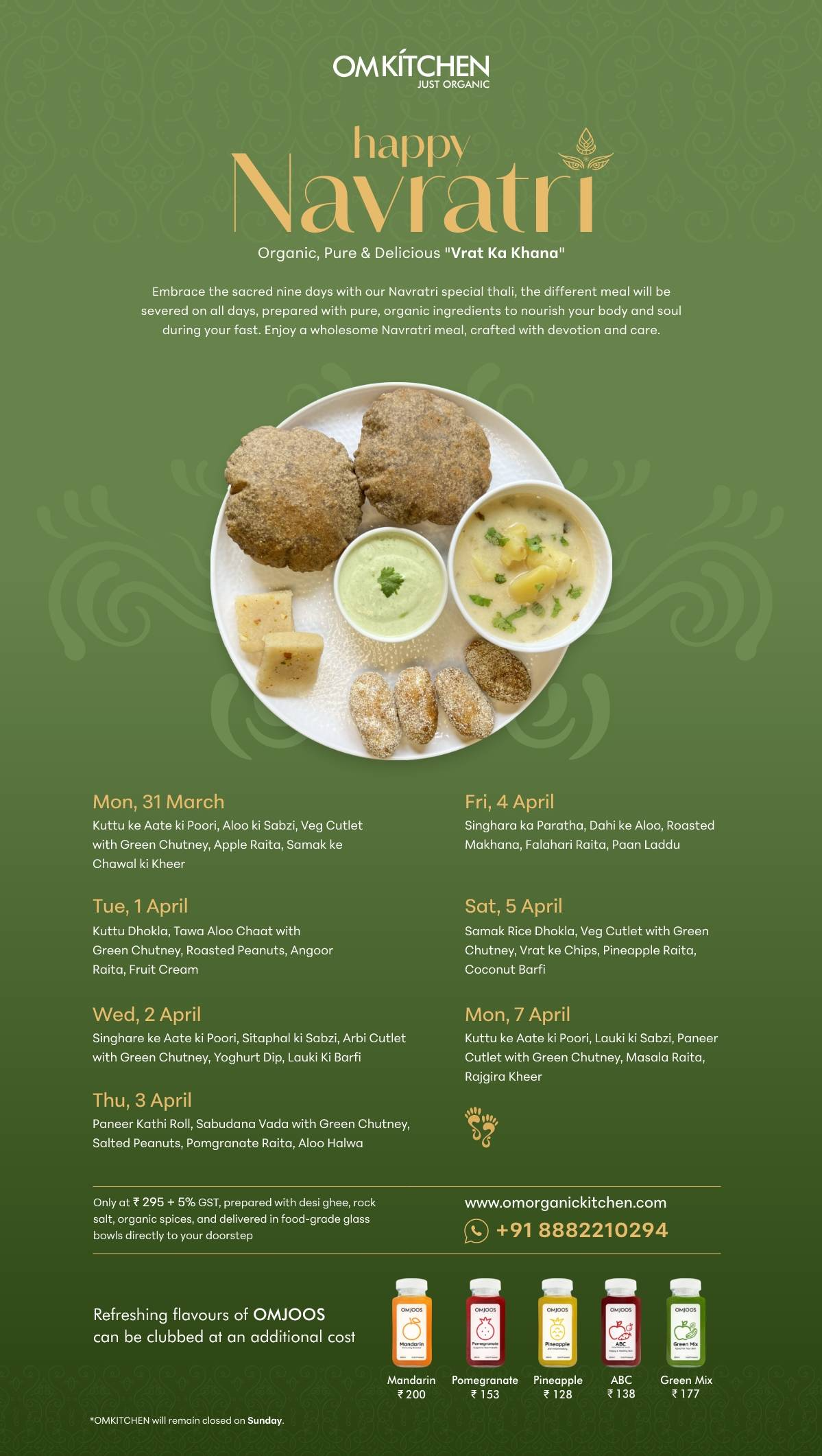 OMKITCHEN’s Navratri Fasting Lunch Meal Menu - 2025